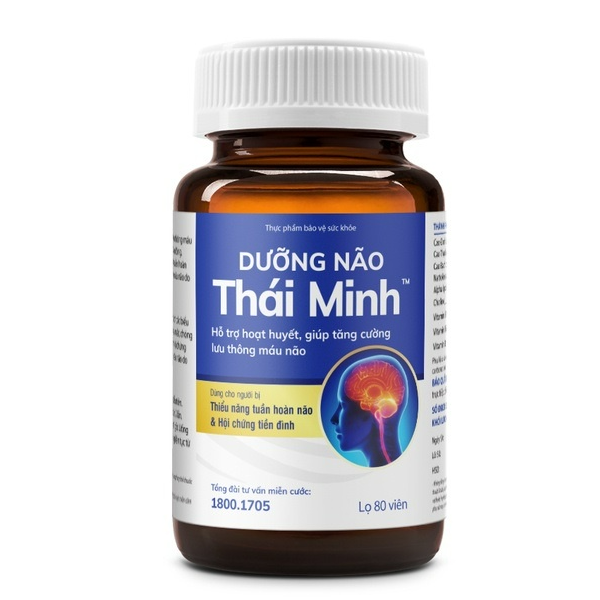 Dưỡng Não Thái Minh - Tăng Cường Lưu Thông Máu Não & Giảm Hình Thành Cục Máu Đông (Lọ 80 viên ...
